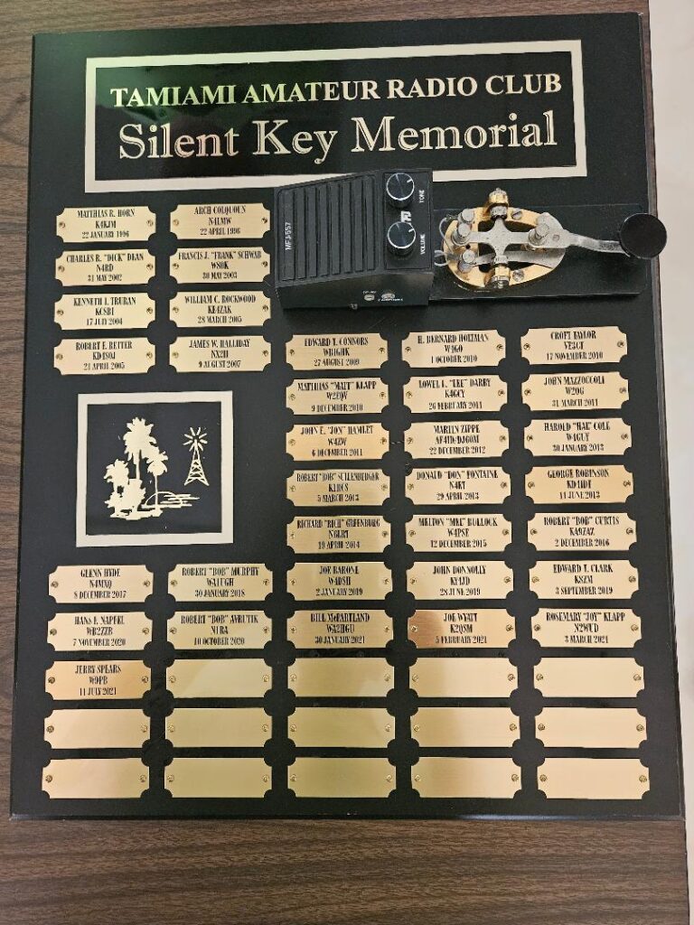 Memorial Plaque – Tamiami Amateur Radio Club